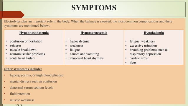 Refeeding Syndrome and it's management by ASPEN | PPTX | Blood ...