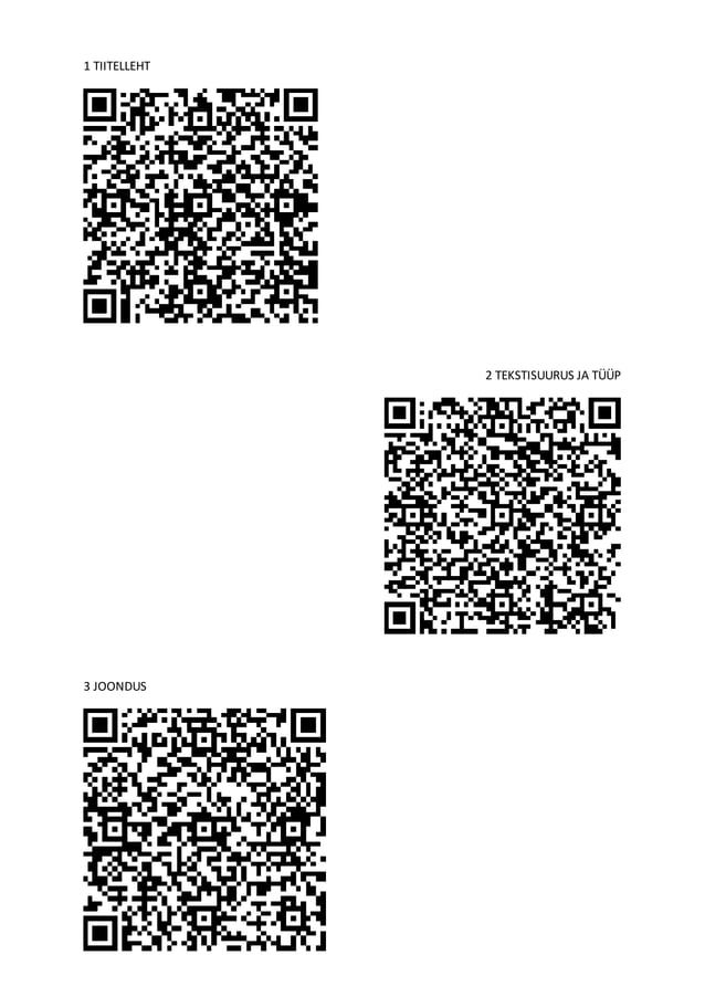 Referaadi vormistamise qr koodid | DOCX