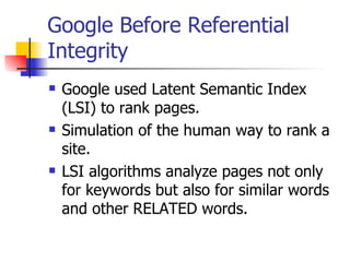 Referantial Integrity Google | PPT