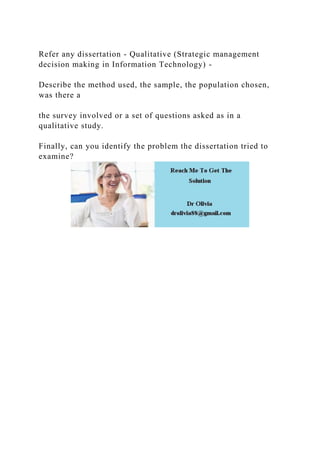 Refer any dissertation - Qualitative (Strategic management decision .docx