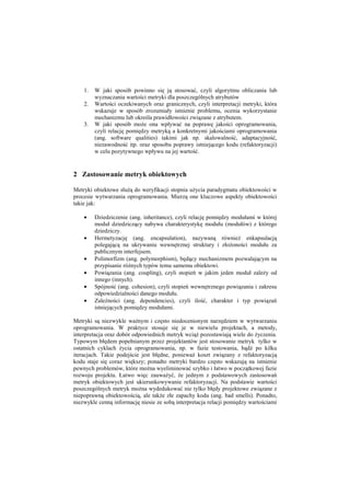 Metryki obiektowe i ich interpretacja | PDF