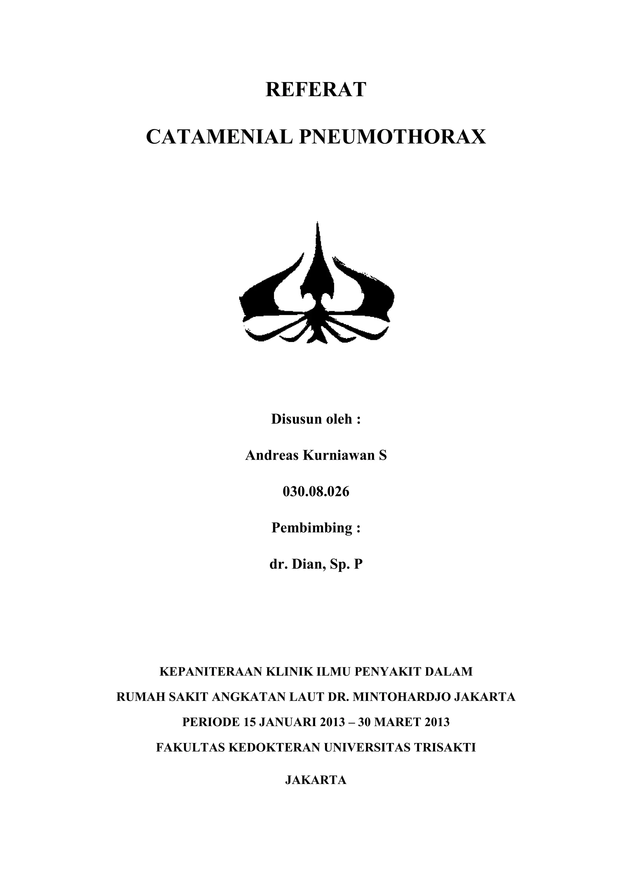 Referat catamenial pneumothorax | PDF