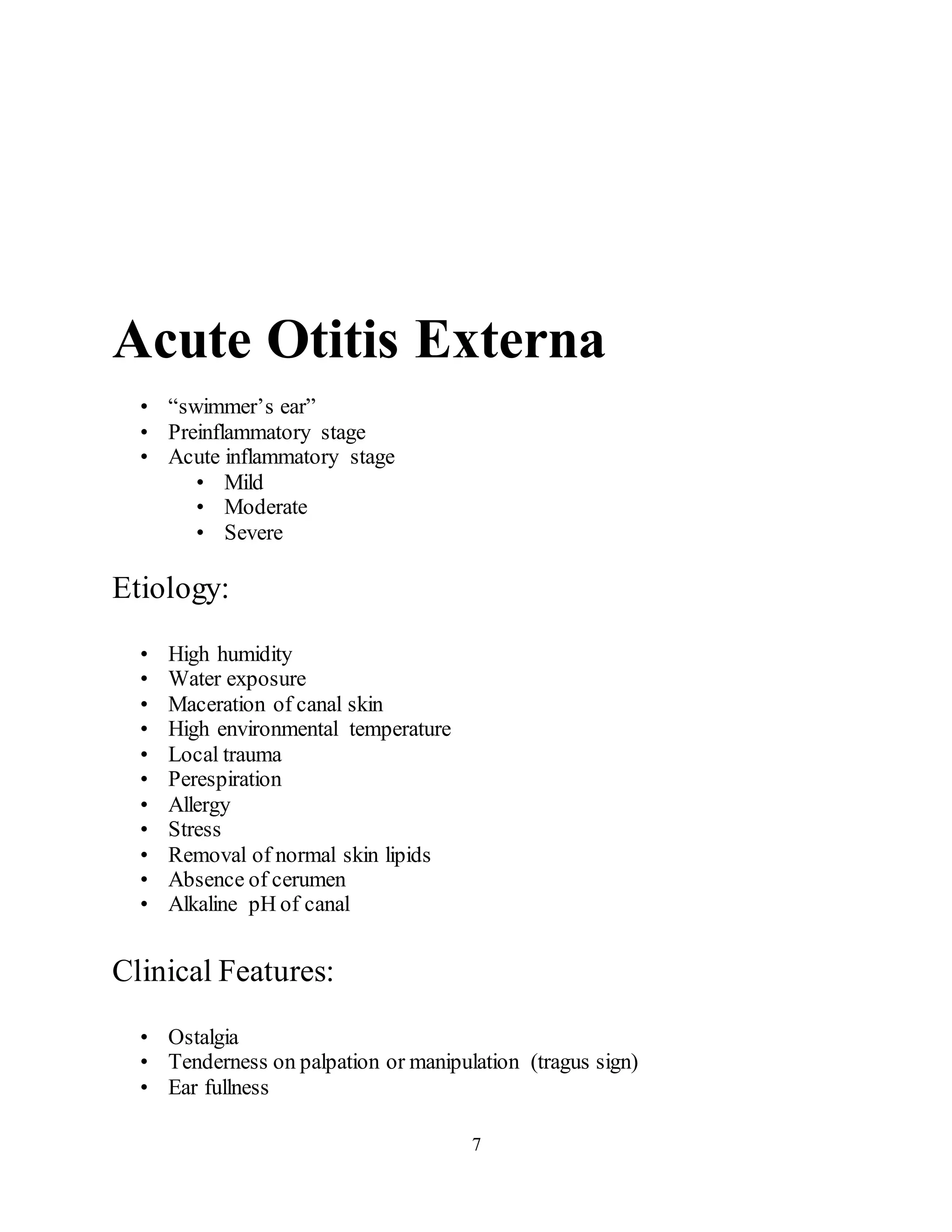 Otitis externa - ENT | DOCX