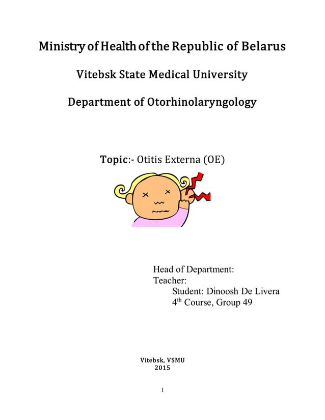 Otitis externa - ENT | DOCX | Ear, Nose and Throat Conditions | Diseases and Conditions