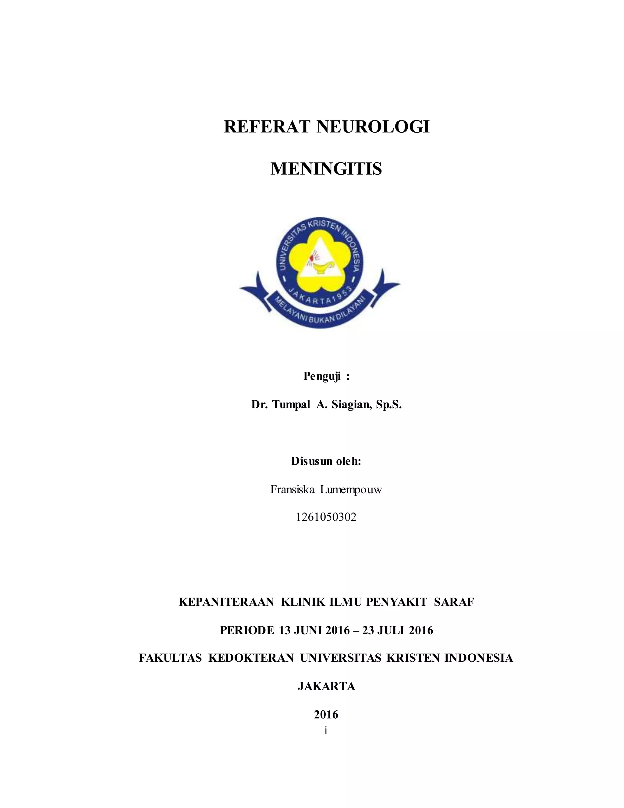 Referat Meningitis Word | DOCX
