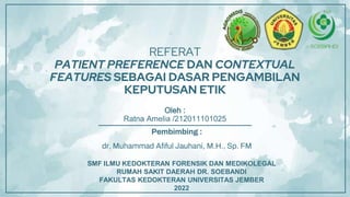 Referat Patient Preference dan Contextual features | PPTX