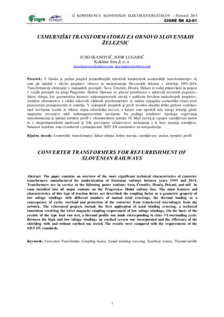 CONVERTER TRANSFORMERS FOR REFURBISHMENT OF SLOVENIAN RAILWAYS | PDF