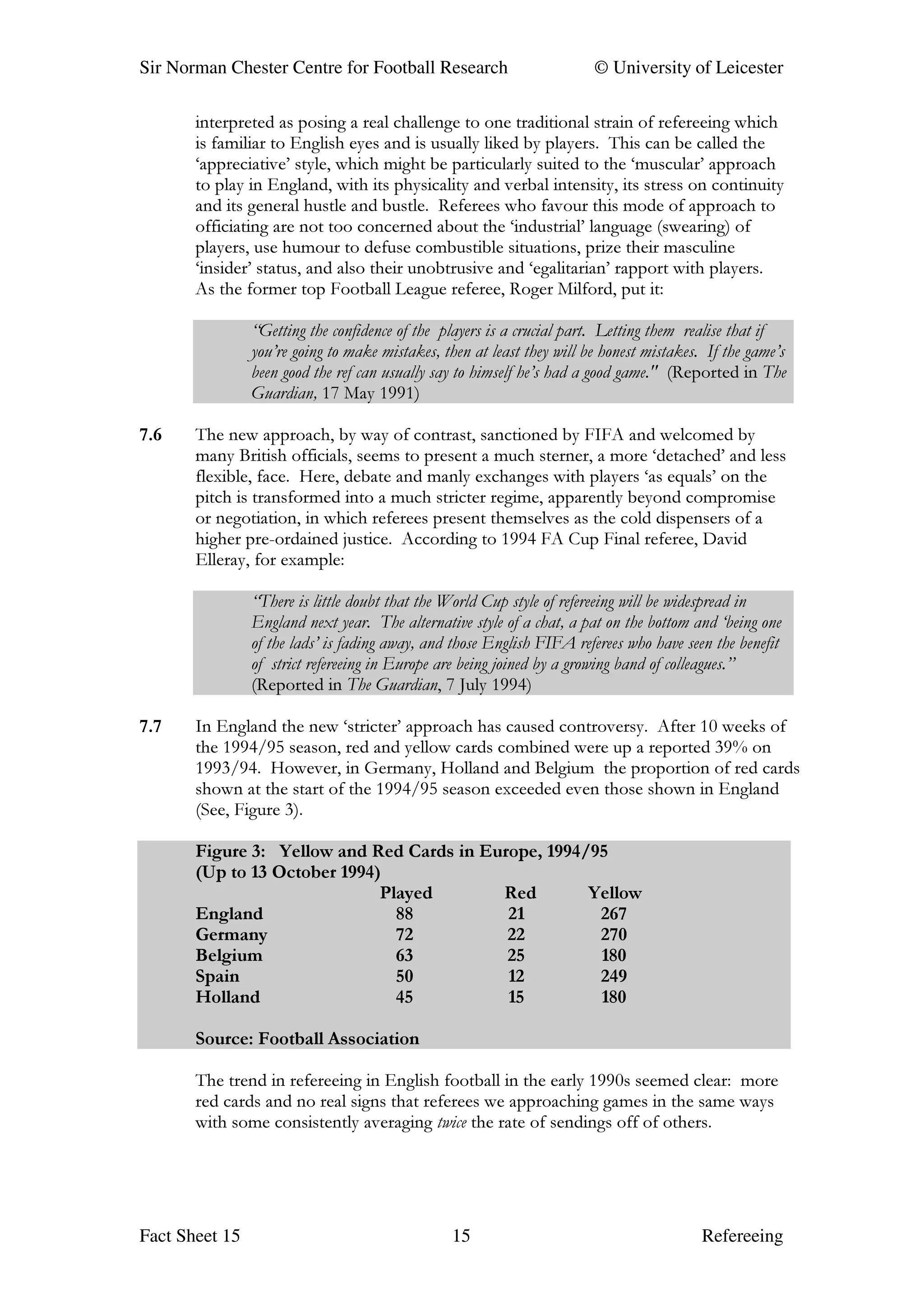 Refereeing fact sheet | PDF | Soccer | Sports