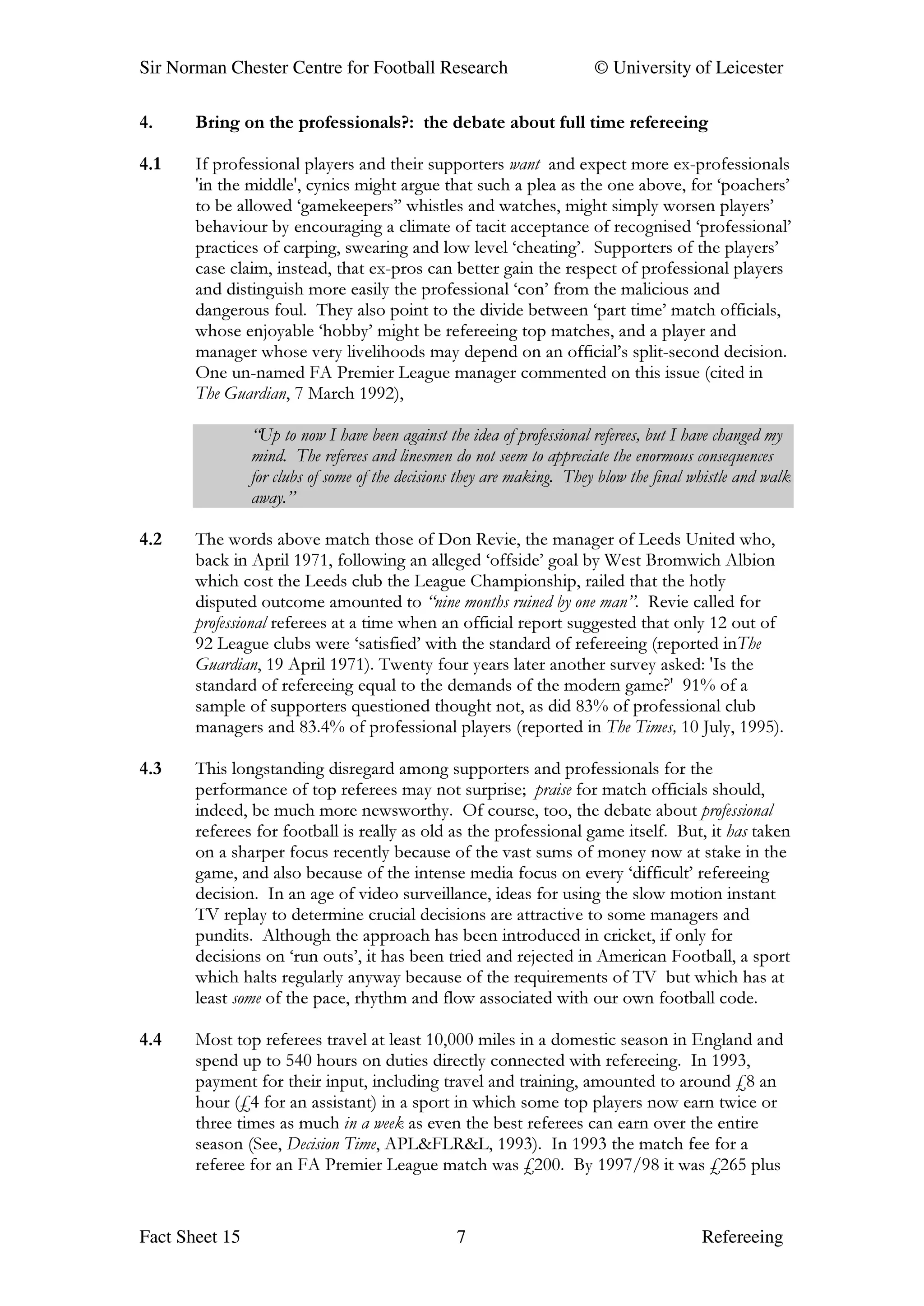 Refereeing fact sheet | PDF | Soccer | Sports