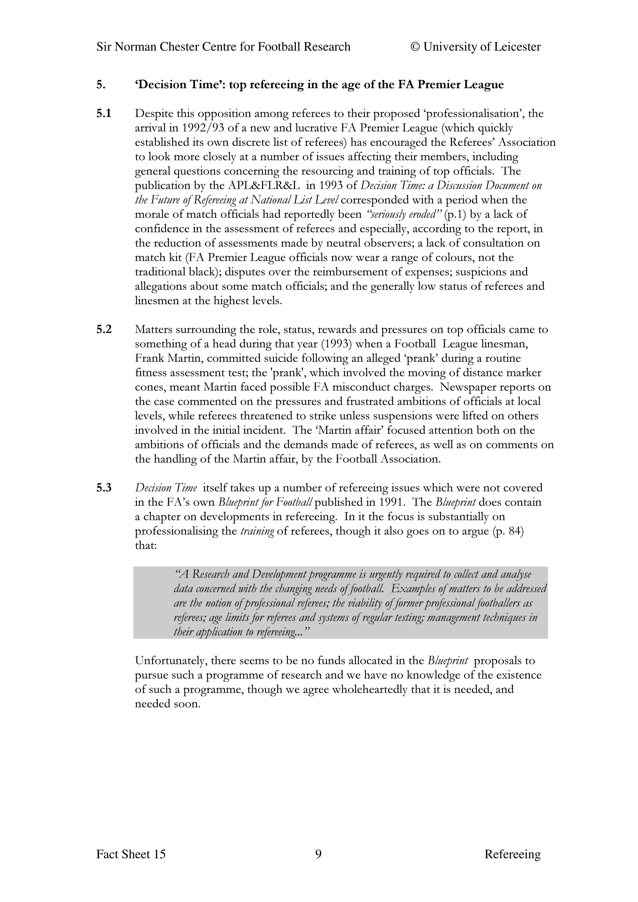 Refereeing fact sheet | PDF | Soccer | Sports