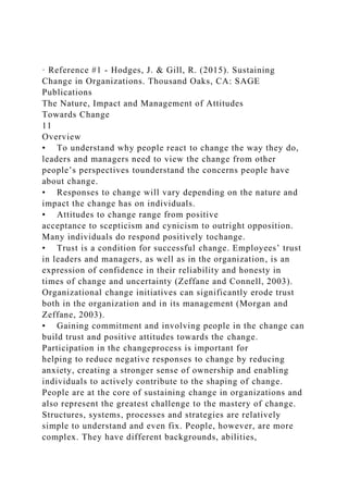 · Reference #1 - Hodges, J. & Gill, R. (2015). Sustaining Change i.docx