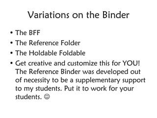 Reference Binders: Interactive Tool for Success | PPT