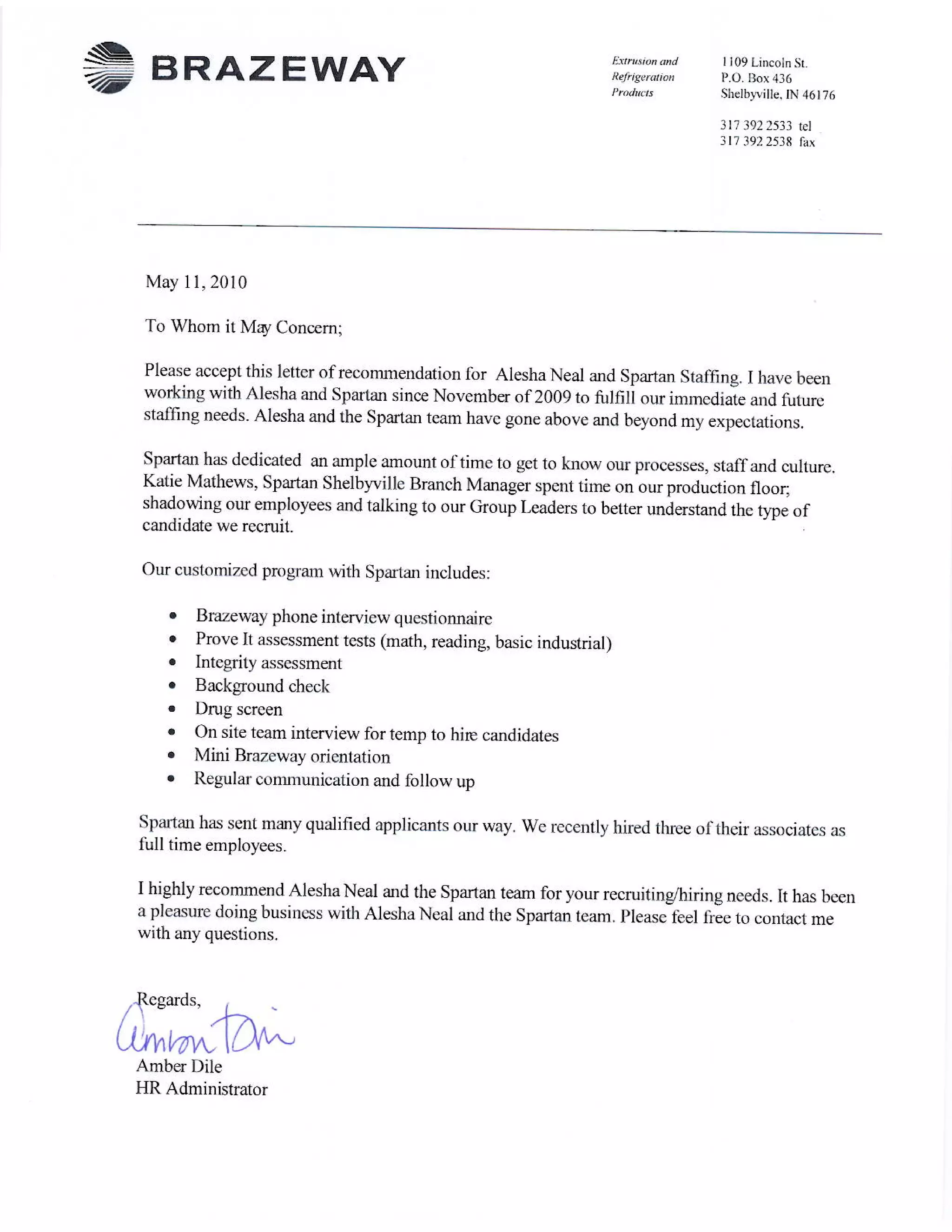 Spartan Staffing Customer Reference Letter | PDF