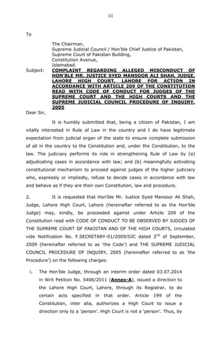 Reference Against Justice Mansoor Ali Shah | PDF