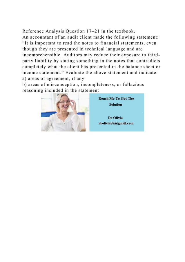 Reference Analysis Question 17–21 in the textbook.An accountant of.docx