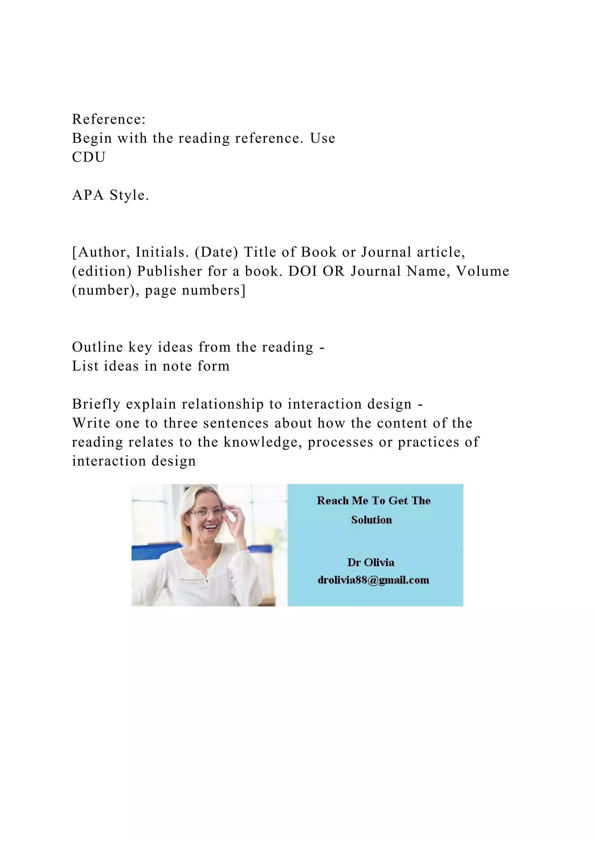 Reference Begin with the reading reference. Use CDUAPA St.docx