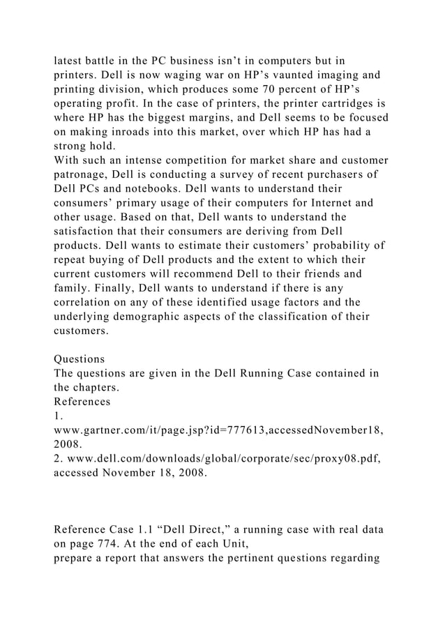 Reference Case 1.1 Dell Direct,” a running case with real data on.docx