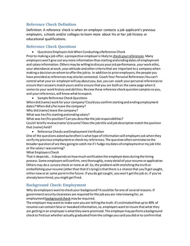 Reference check and background | PDF