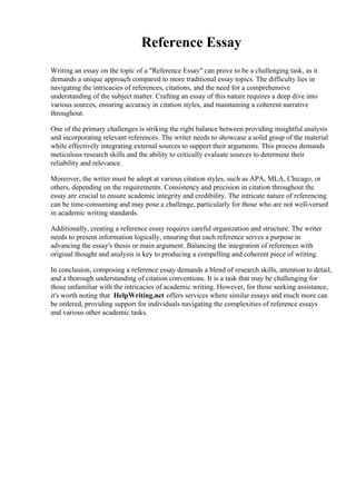 Reference Essay. Sewanee: The University of The South | PDF