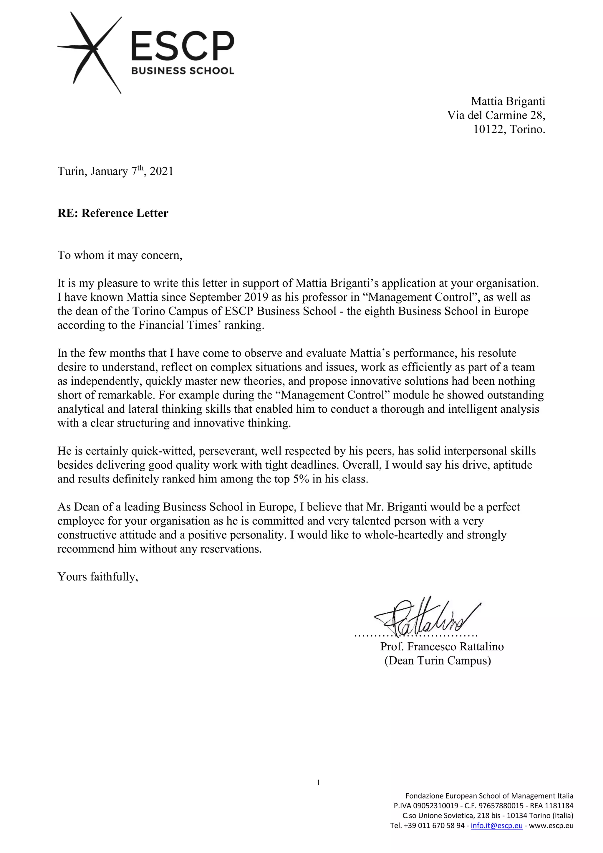 Reference Letter | PDF