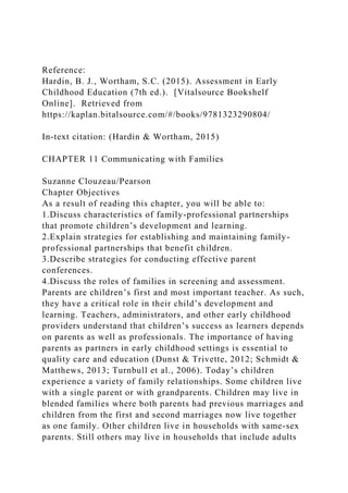 ReferenceHardin, B. J., Wortham, S.C. (2015). Assessment in Ear.docx