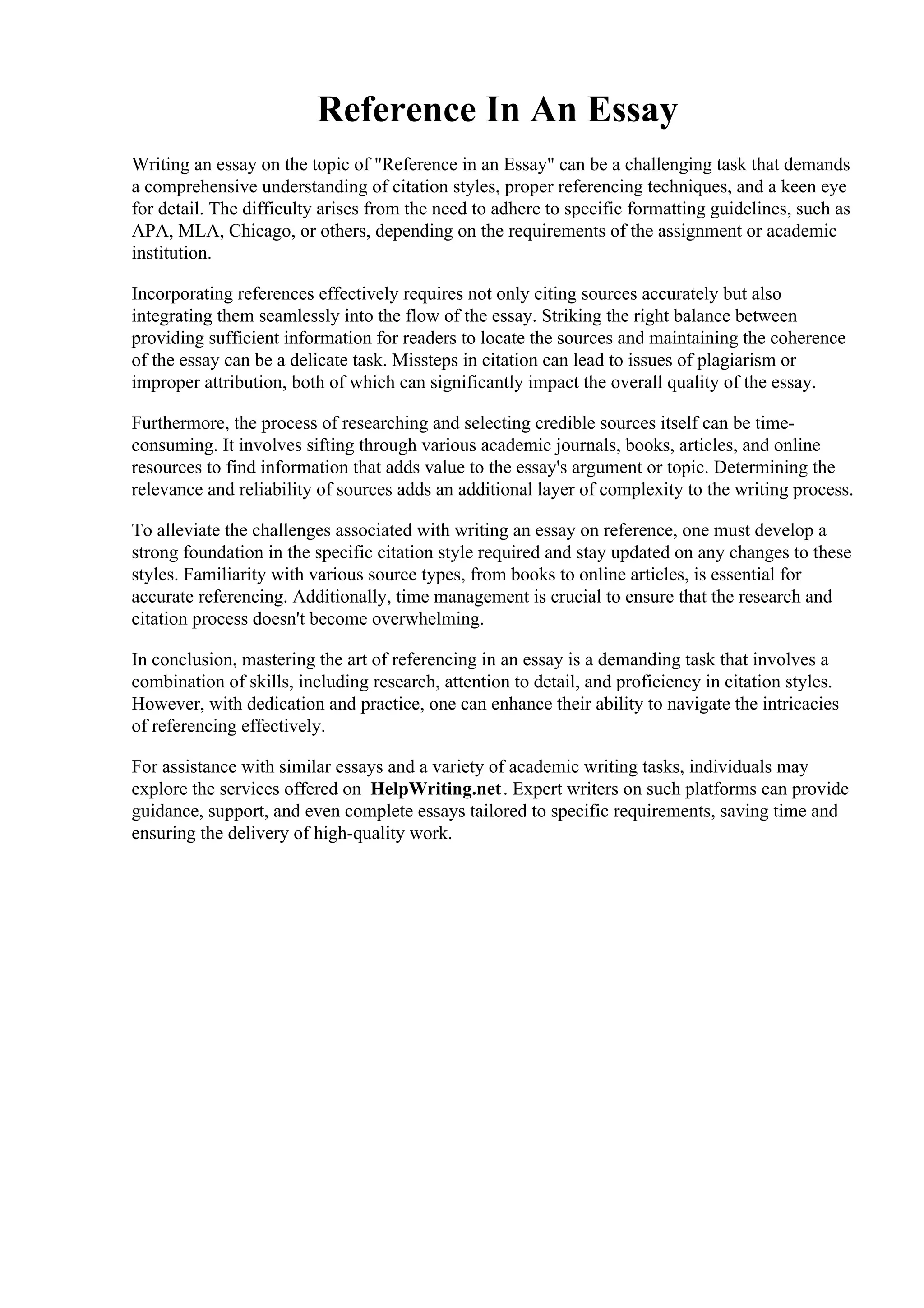 Reference In An Essay | PDF