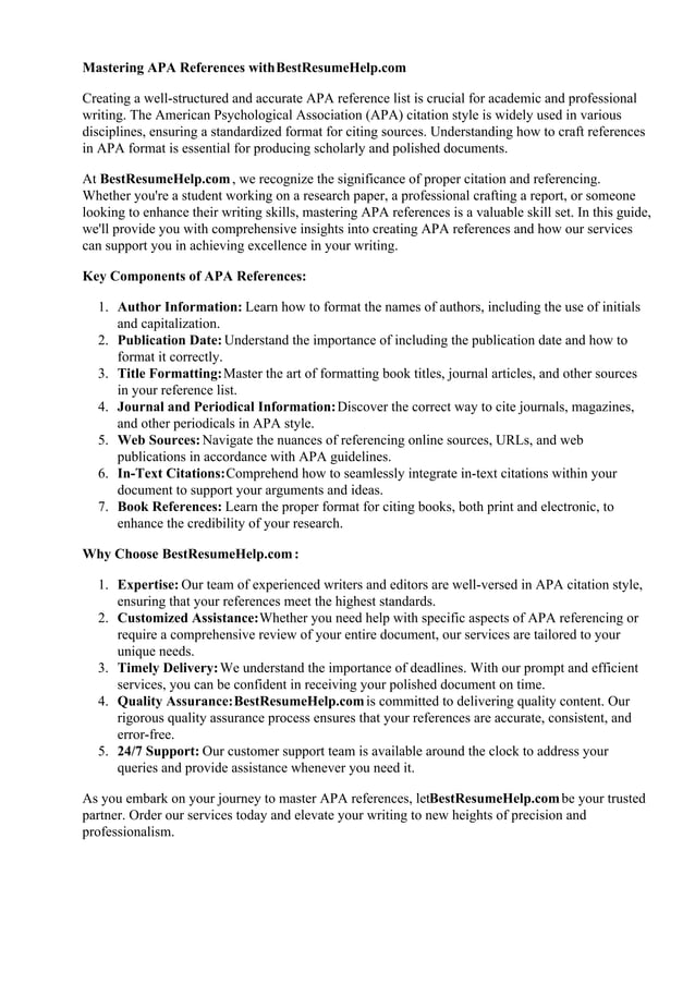 Reference In Apa | PDF