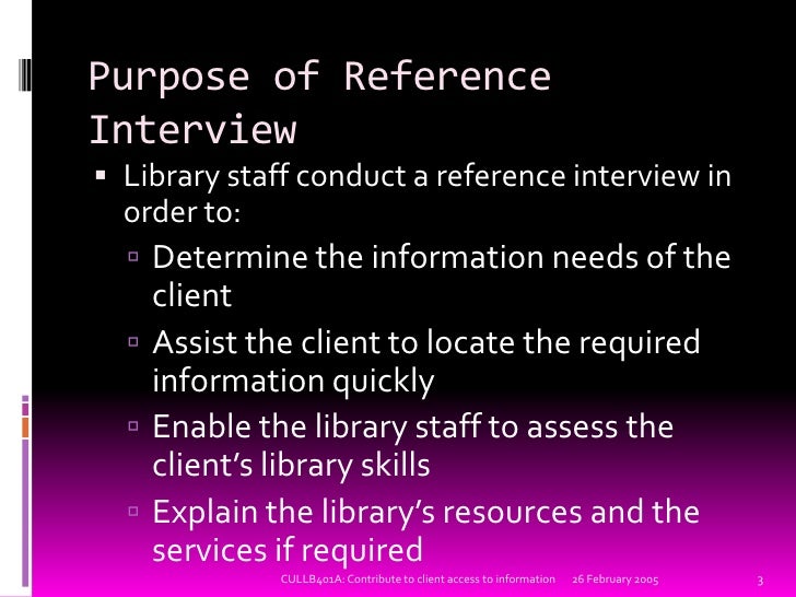 Reference interview