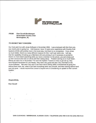 Reference Letter - Riverchase Country Club | PDF