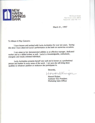 Reference letter h kuiper, avp marketing nhsb | PDF