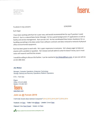 Fiserv Reference letter kurt angst jim weber | PDF