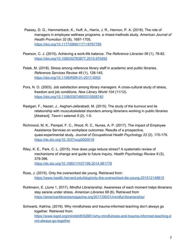 Coping with Burnout: Strategies for Staying Centered, Reference List ...