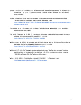 Coping with Burnout: Strategies for Staying Centered, Reference List and Suggested Reading ...