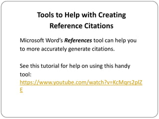 Reference lists and citations apa | PPTX