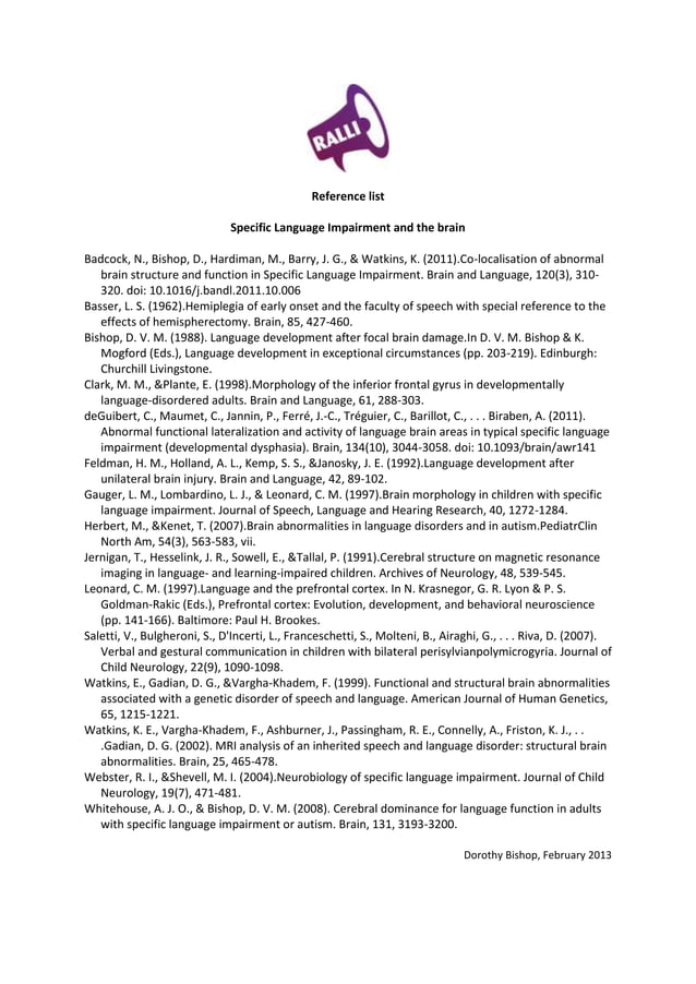 SLI and the brain | DOCX