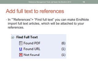 Reference Management and Citation | PPT