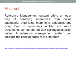 Reference Management and Citation | PPT