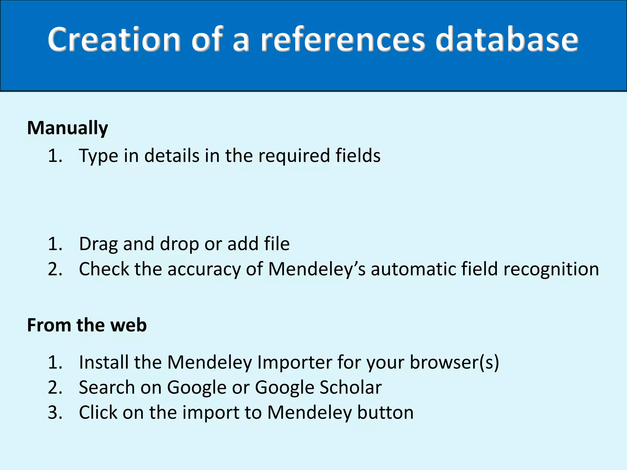 Reference management training workshop | PPTX
