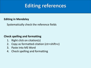 Reference management training workshop | PPTX