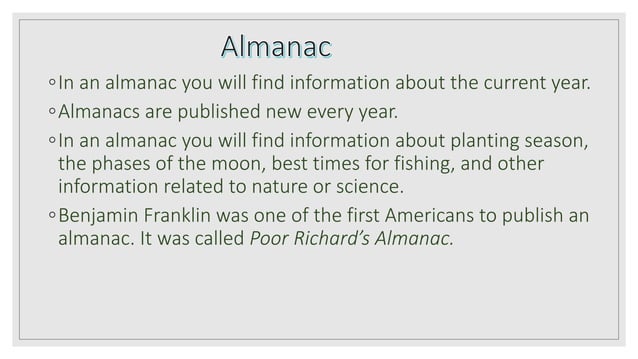 Encyclopedia Atlas Dictionary Thesaurus Almanac. | PPSX