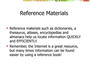 Reference materials powerpoint | PDF | Internet for Beginners | Internet