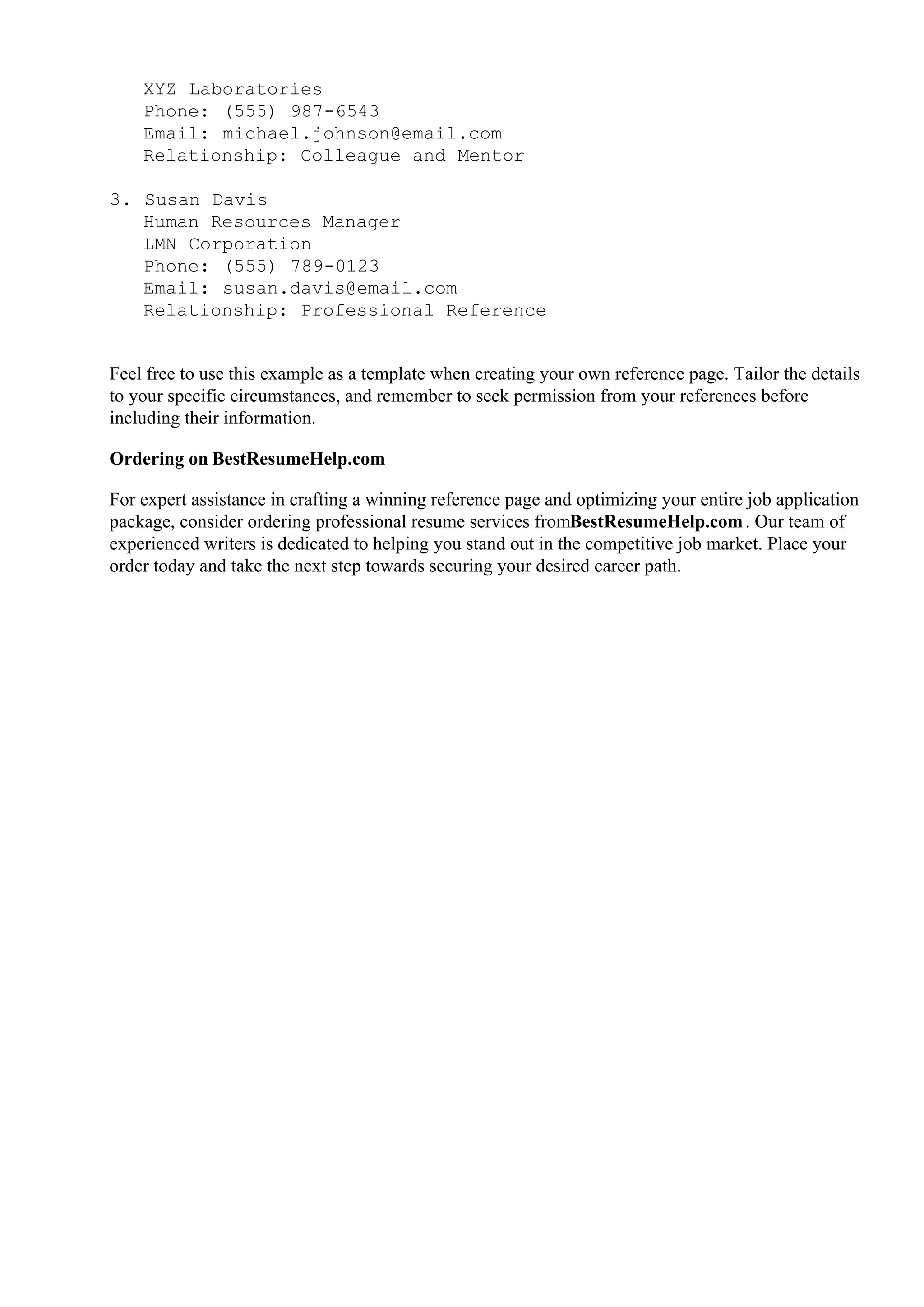 Reference Page Example | PDF | Resume Writing and Advice | Job Search