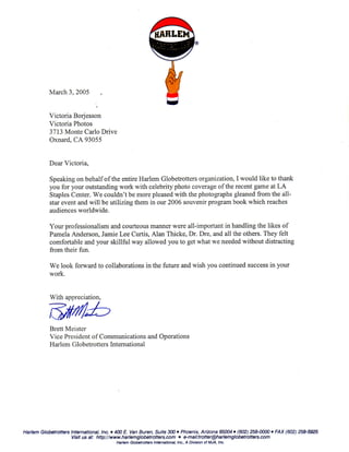 Reference Letter - Photographer - for HarlemGlobetrotters | PDF