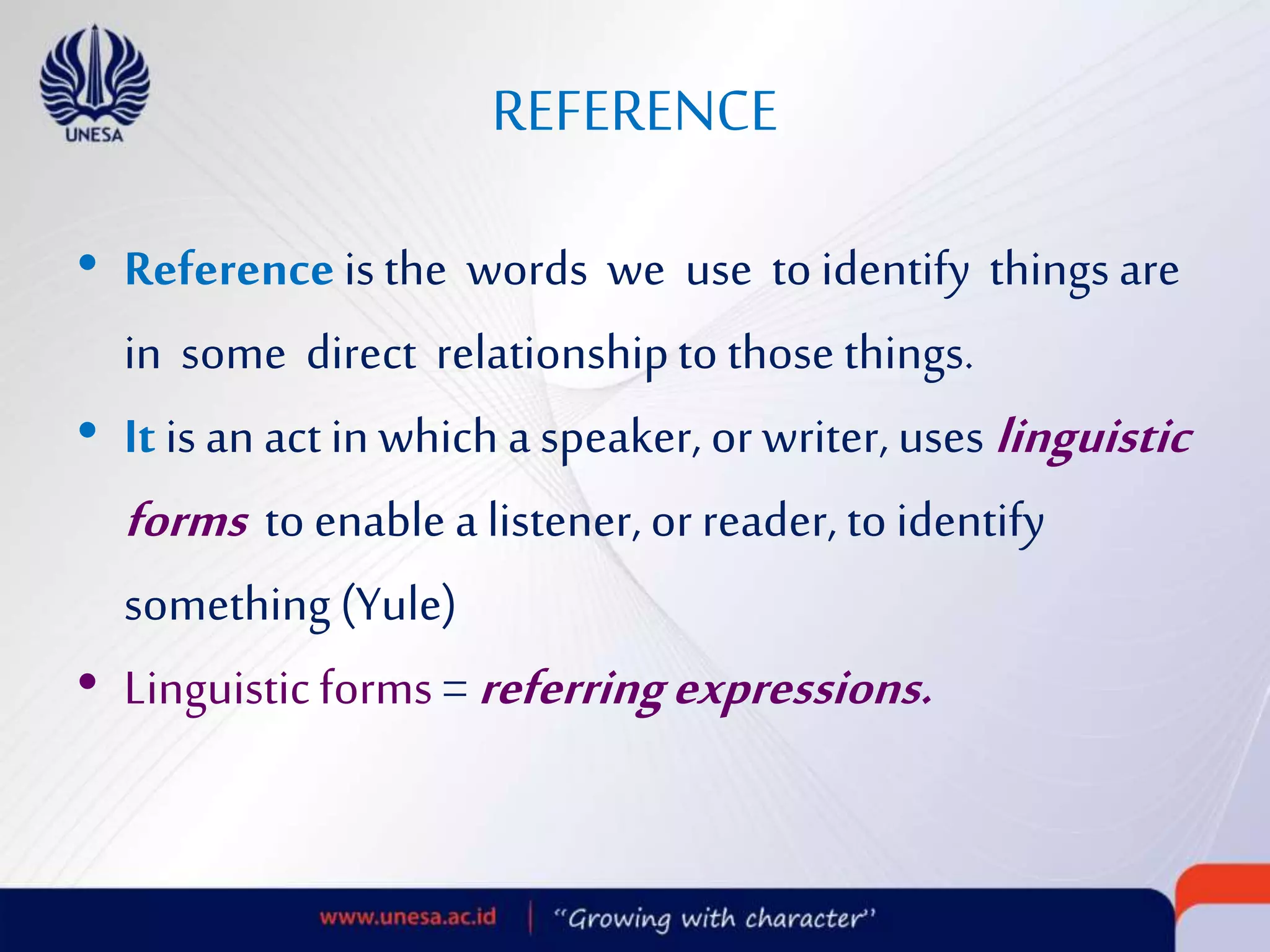 Reference: Pragmatics | PPTX