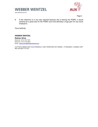 Reference rodney africa webber wentzel | PDF