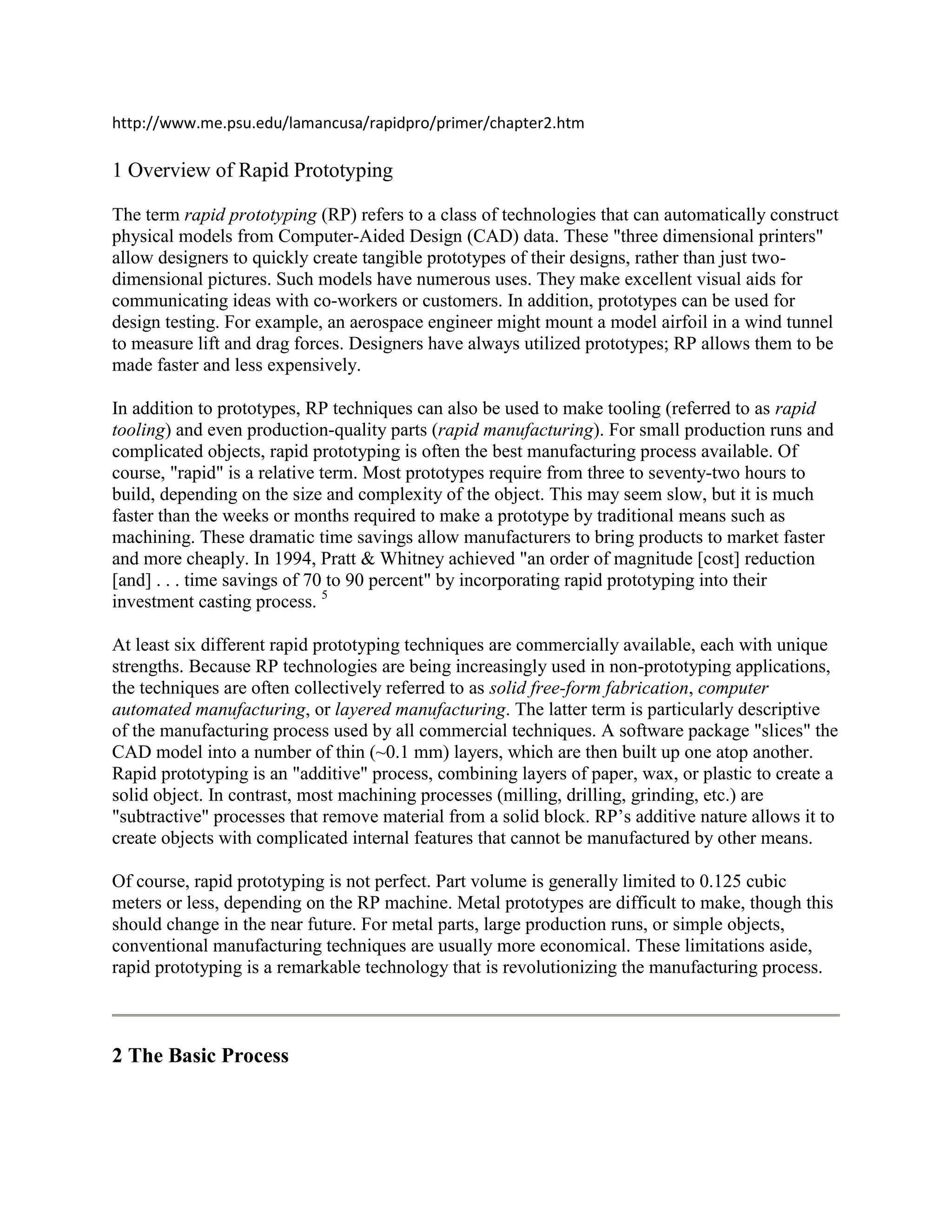 Overview of Rapid Prototyping | PDF