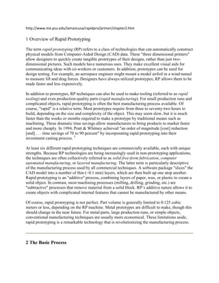 Overview of Rapid Prototyping | PDF