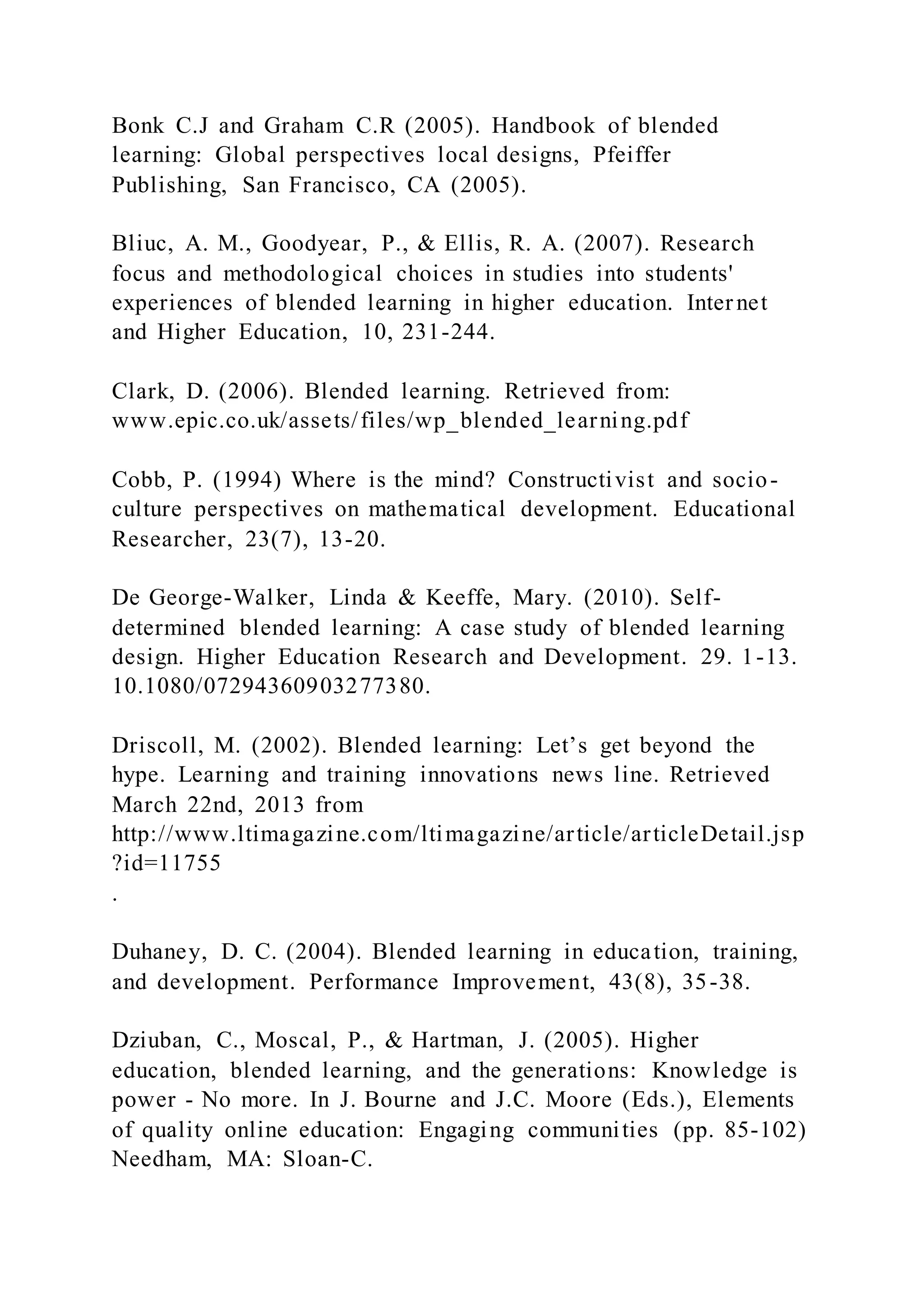 REFERENCESAl Fiky, A. (2011). Blended Learning Educational | DOCX