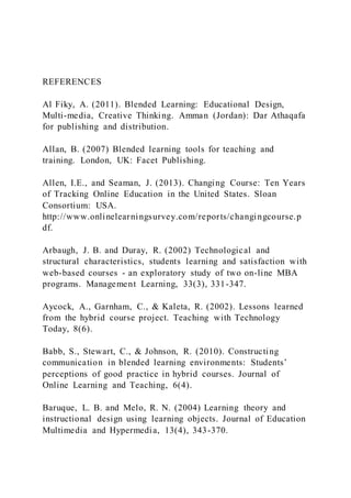 REFERENCESAl Fiky, A. (2011). Blended Learning Educational | PDF