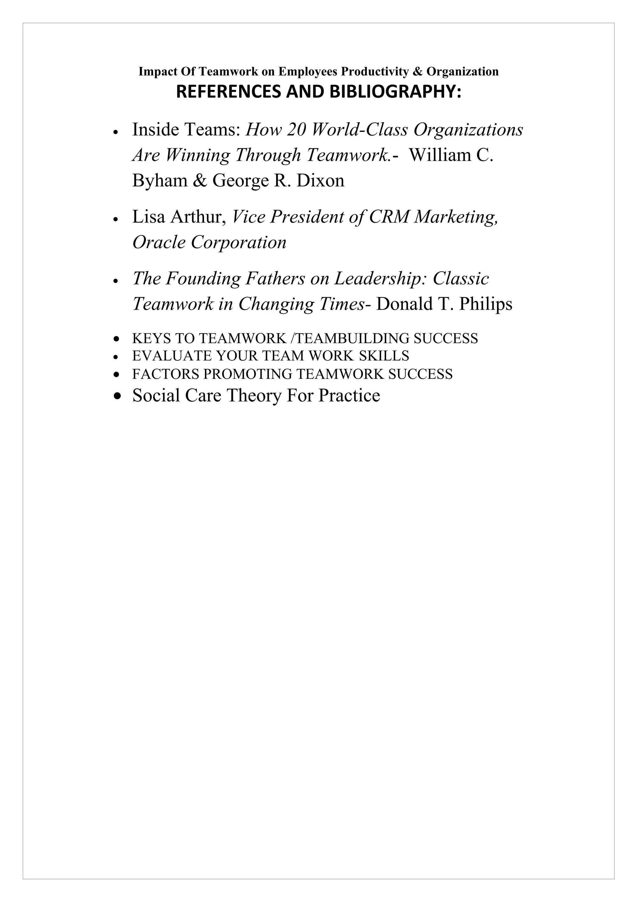 TEAMWORKReferences and bibliography | DOC
